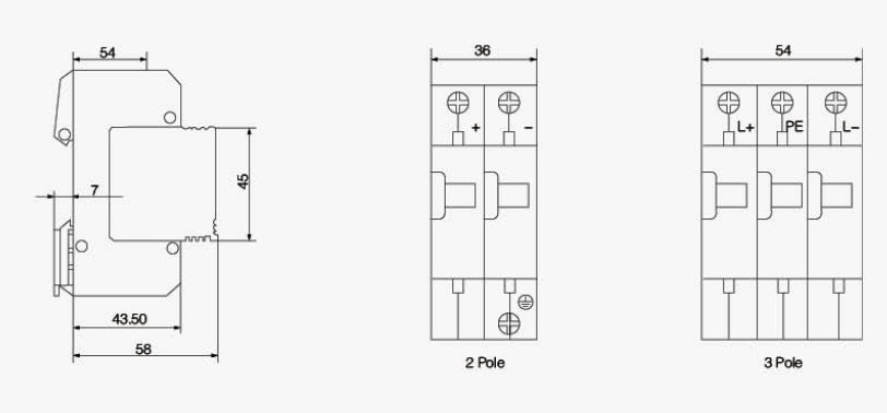 1000V DC Soalr PV Surge protection device SPD 2P Type II In 20kA Imax ...